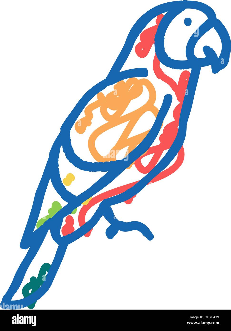 parrot tropical bird icon doodle illustration Stock Vector Image & Art ...