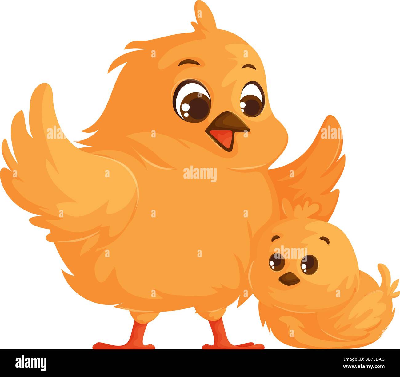 Adorable cartoon-style chickens with bright eyes and cheerful ...