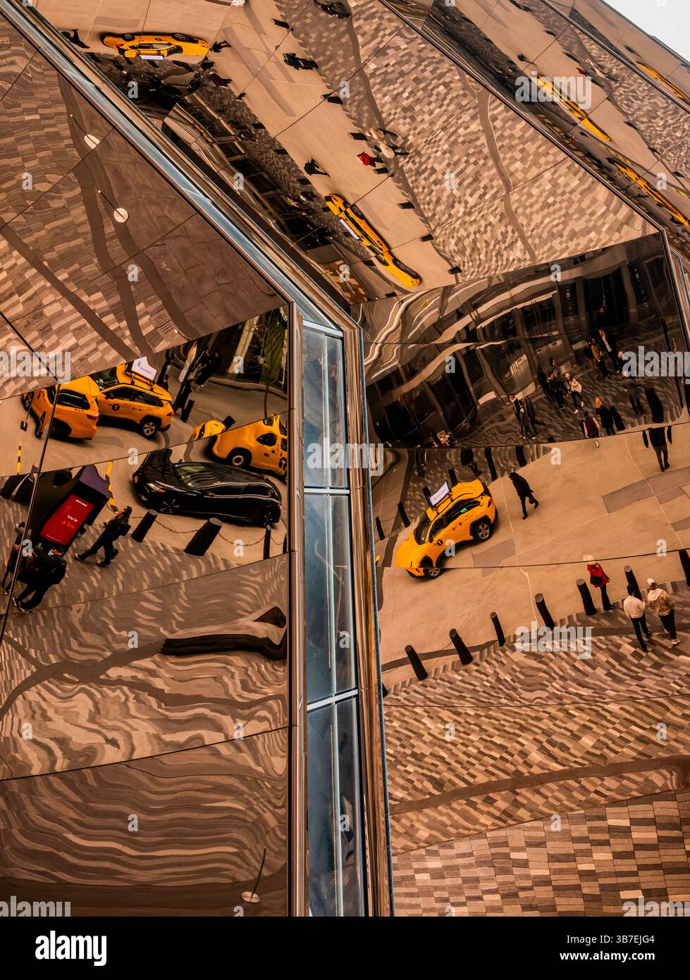 Taxi cabs are reflected in the Vessel, a structure and visitor ...