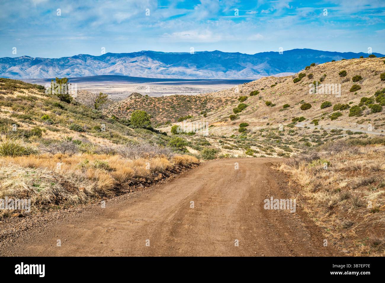 Perry Mesa, Bradshaw Mountains in far distance, view from Bloody Basin ...