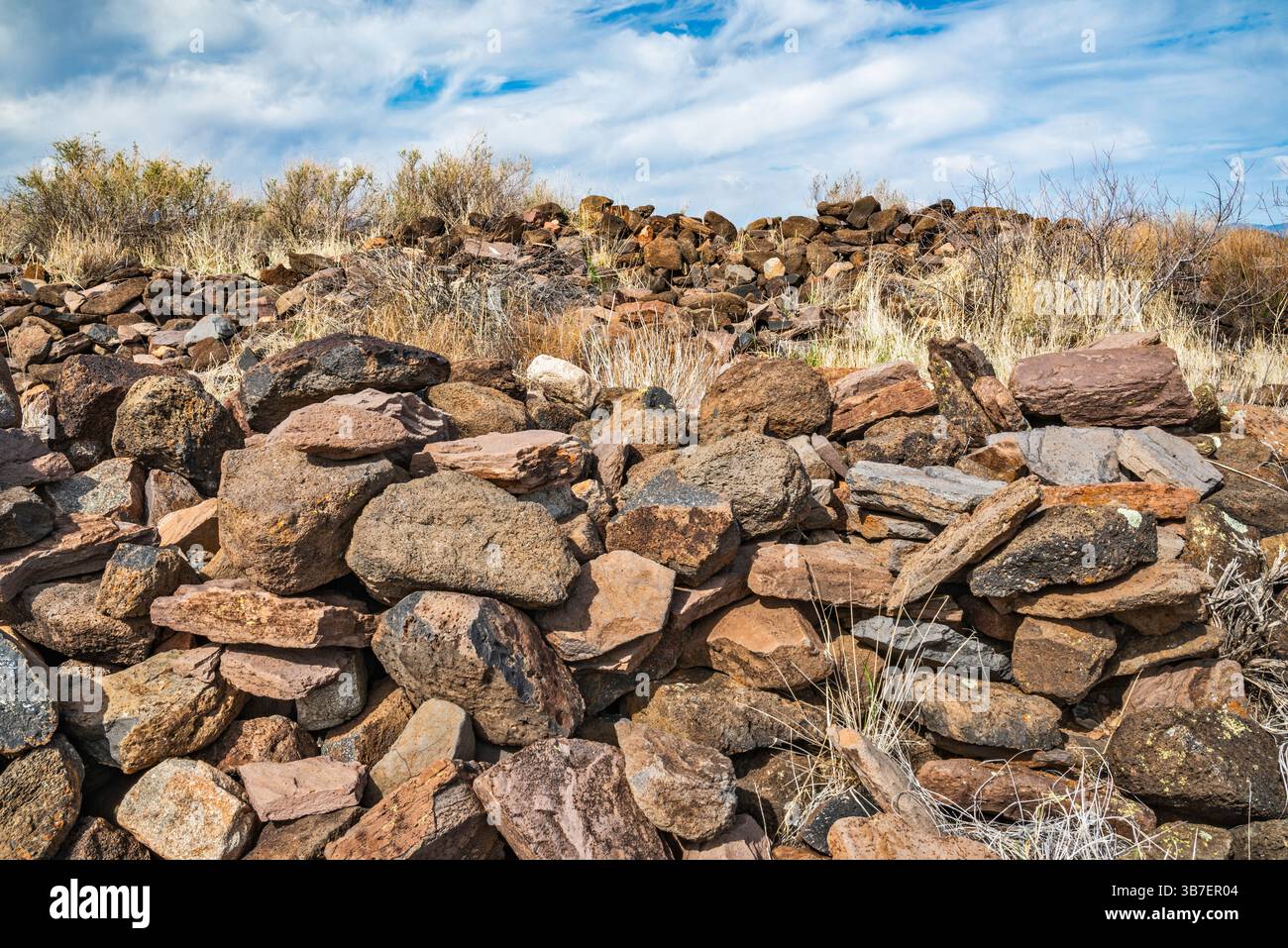 Ancient Native American ruins at Pueblo la Plata, Perry Mesa, Aqua Fria ...