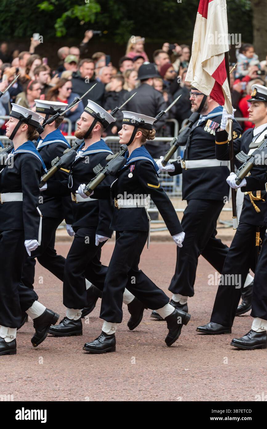 VE Day 80th Anniversary event. Female Royal Navy sailor from HMS Heron ...