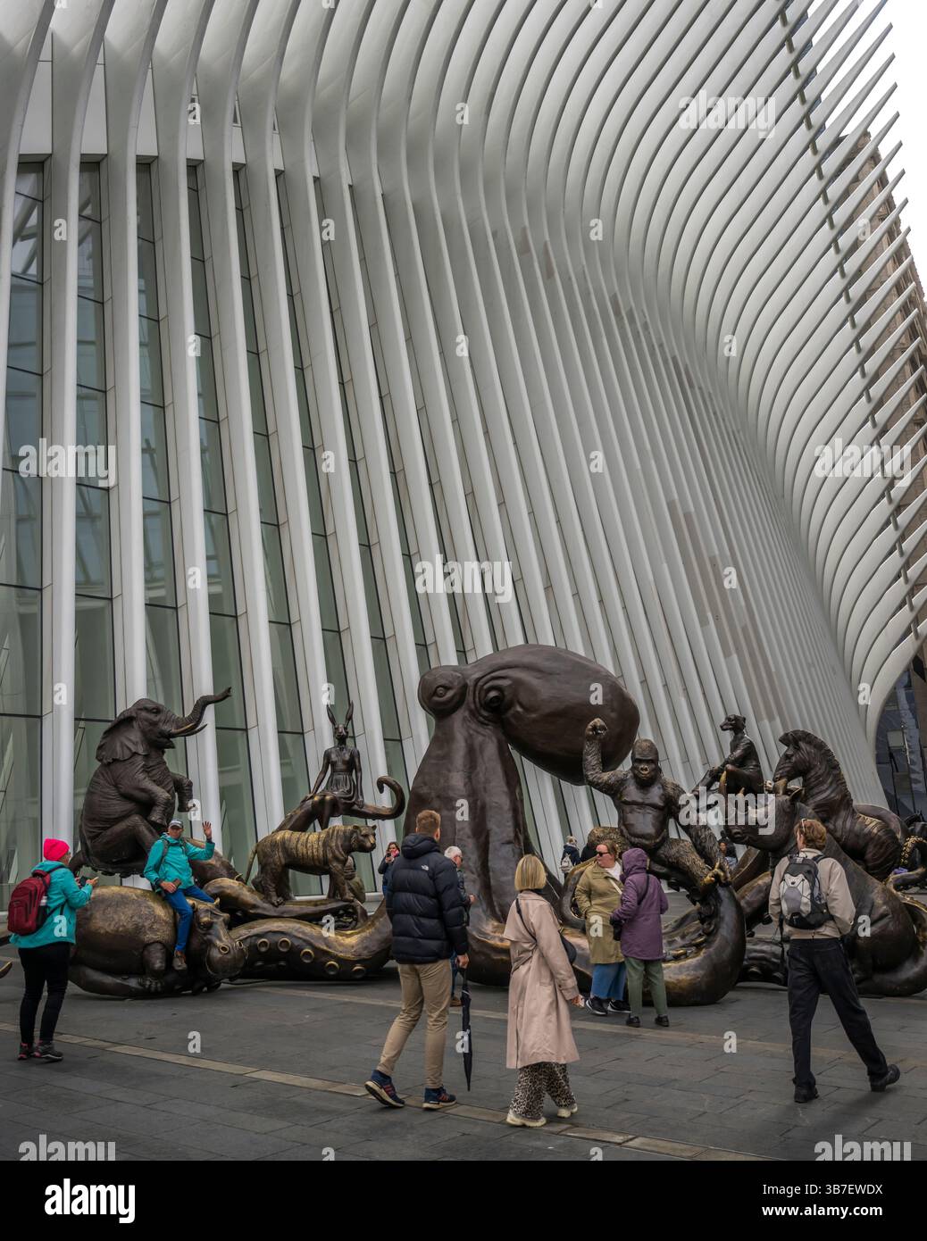 Members of the public explore the Wildlife Wonders sculptures outside ...