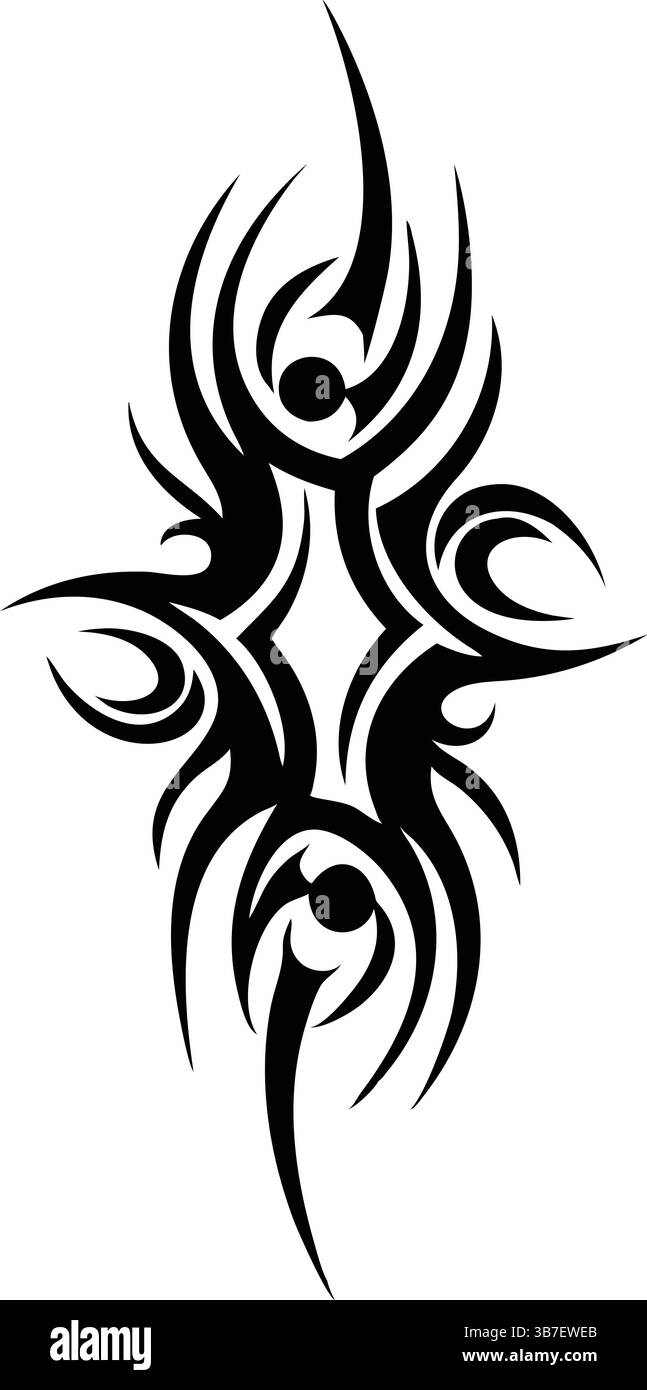 Abstract Tribal Tattoo Design – Bold Curved Black Ink Body Art Stock ...