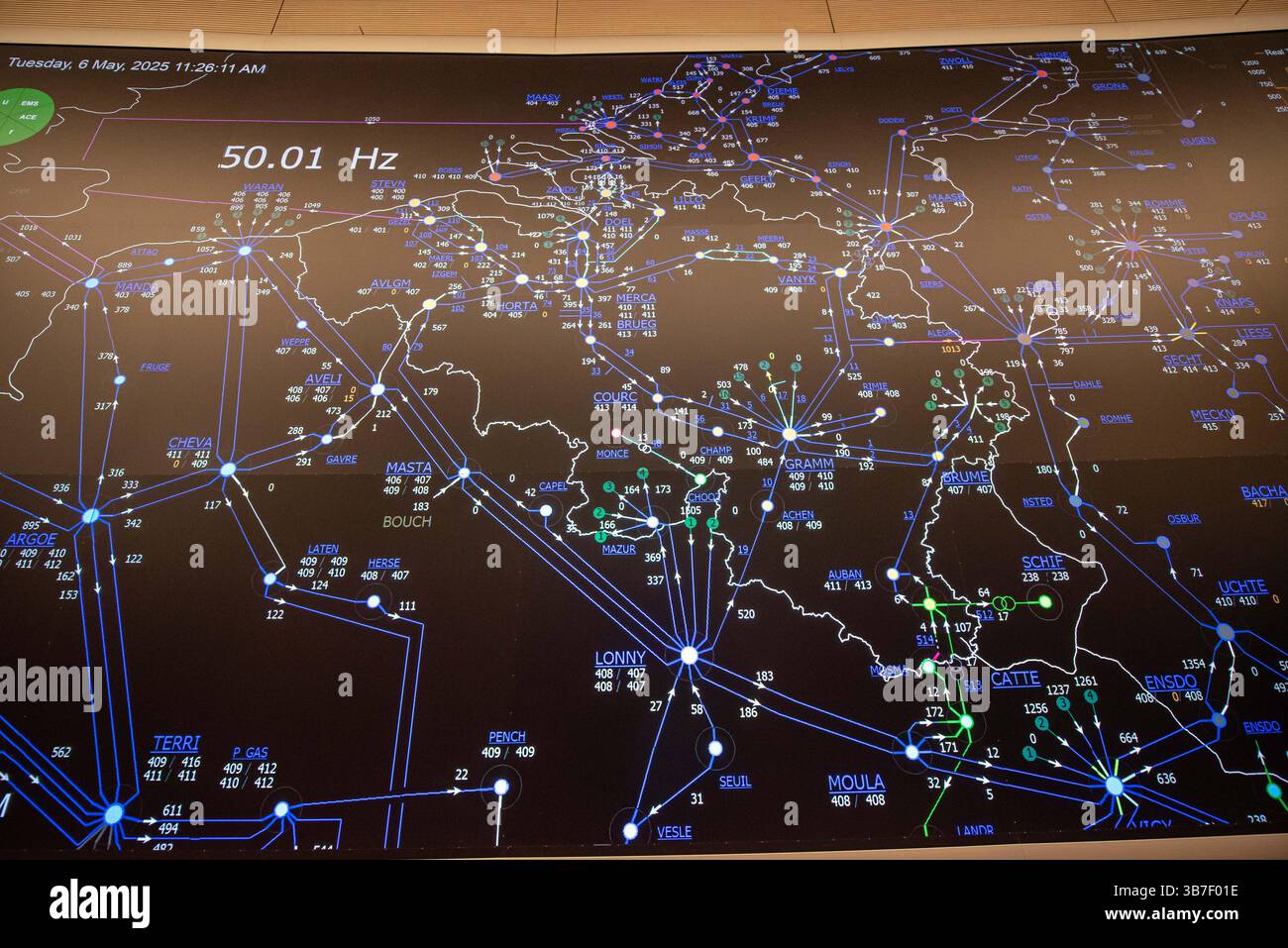 Brussels, Belgium. 06th May, 2025. A detail of the main switchboard is ...