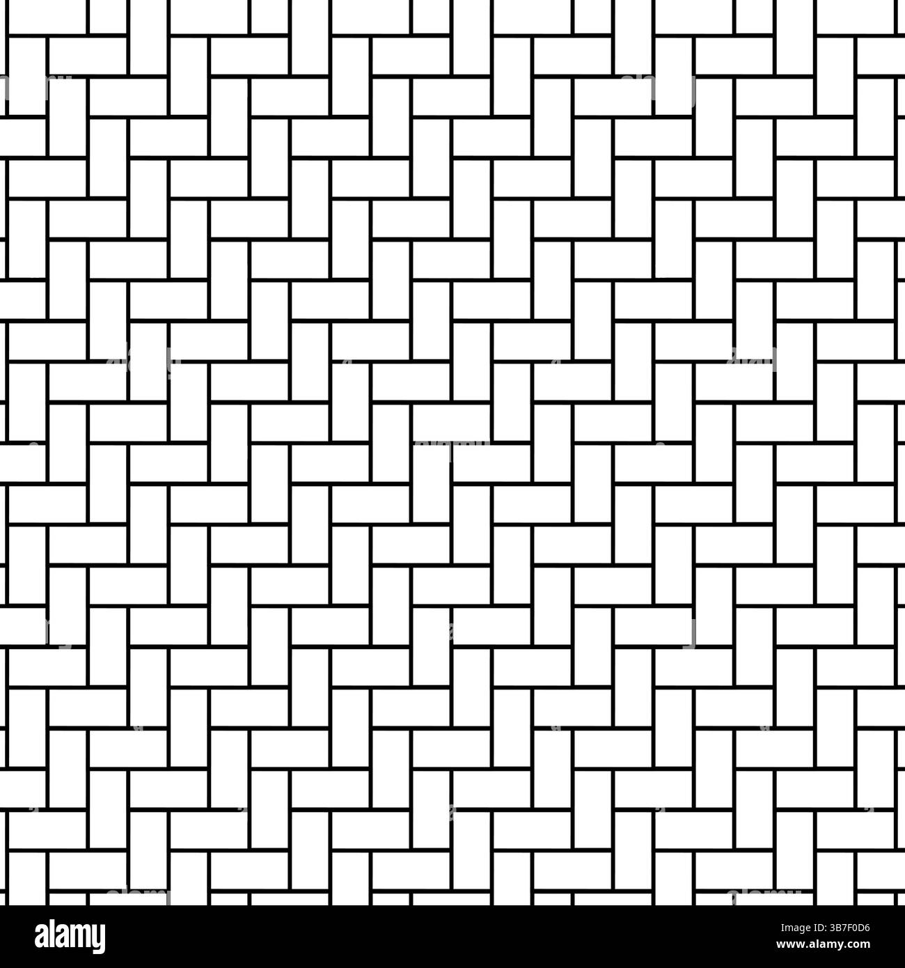 Rectangle floor wood Geometry seamless pattern. Vector graphic line illustration. Black and ...