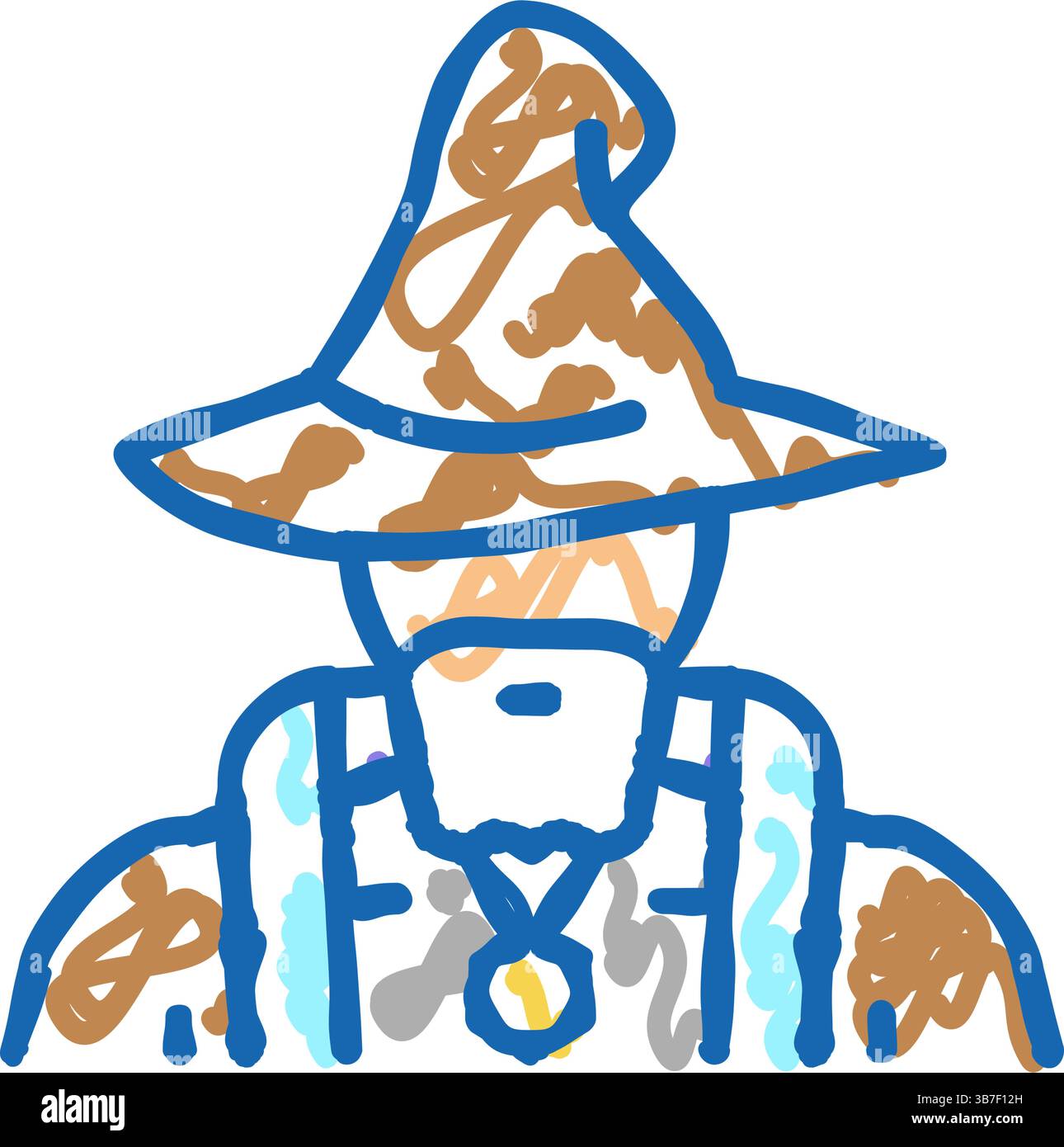 wizard fairy tale personage icon doodle illustration Stock Vector Image ...