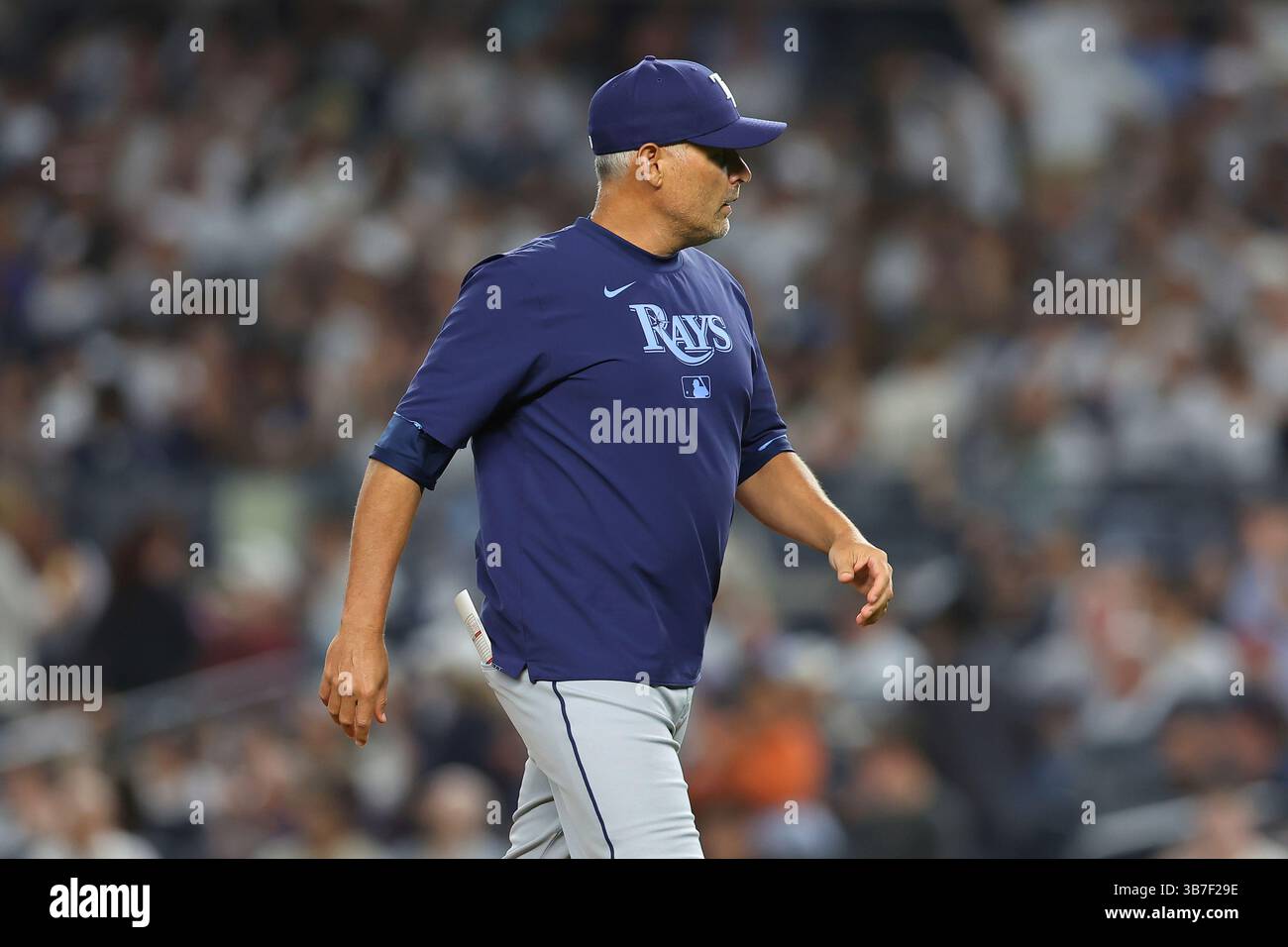 BRONX, NY - MAY 02: Kevin Cash #16 of the Tampa Bay Rays walks back to ...