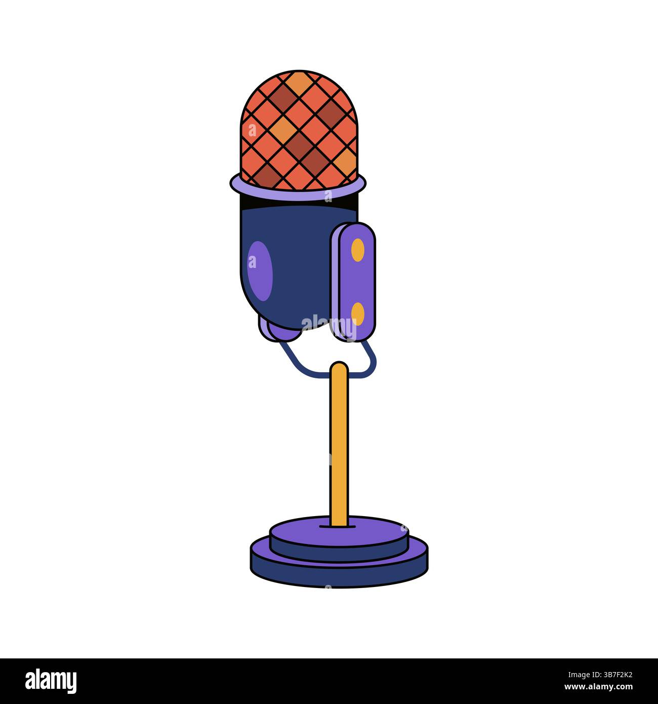 Retro table audio microphone. Vector standing mic for audio recording ...