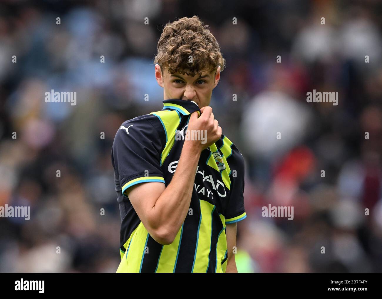 Birmingham, UK. 5th May, 2025. Matty Warhurst of Manchester City reacts ...