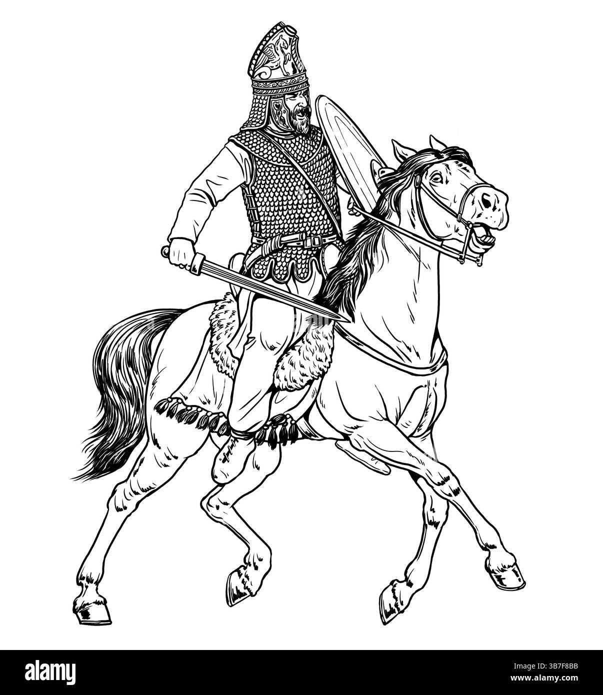 The Dacian cavalry. Ancient Dacian warrior horseman. Historical drawing ...
