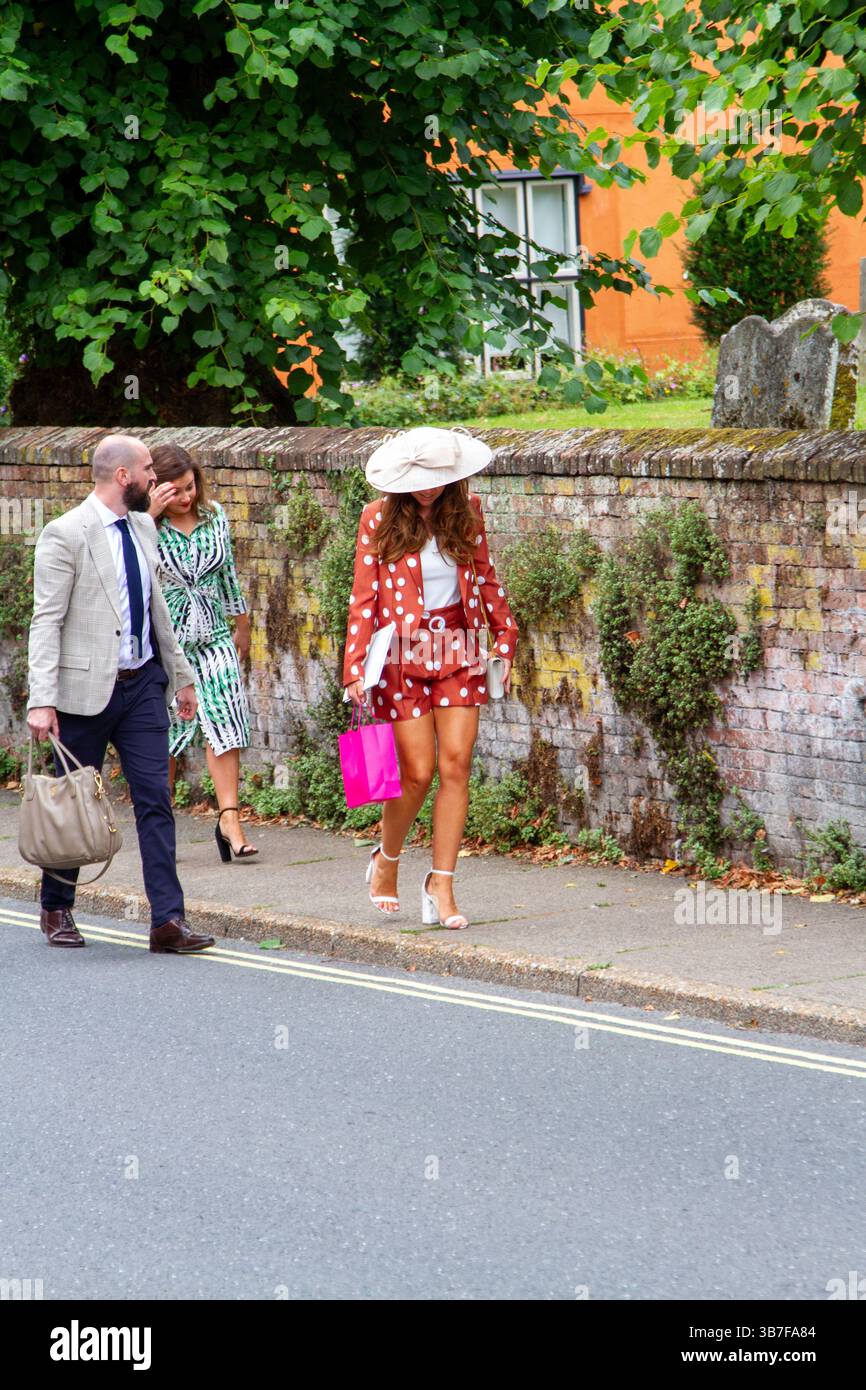Guests arriving at a traditional British church wedding in St Michael's ...