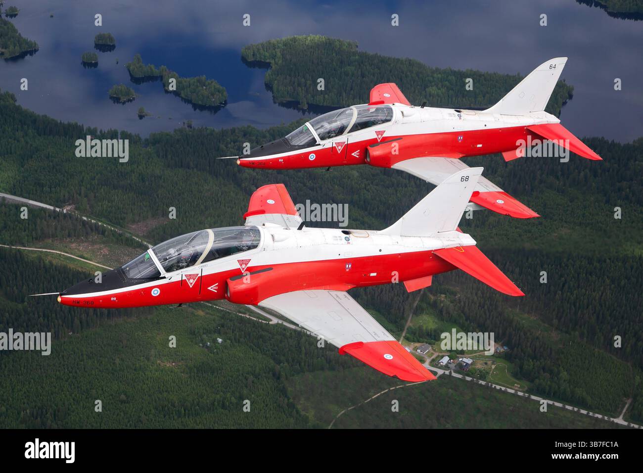 A coordinated formation of two Hawk Mk.51A jets from the Finnish Air ...
