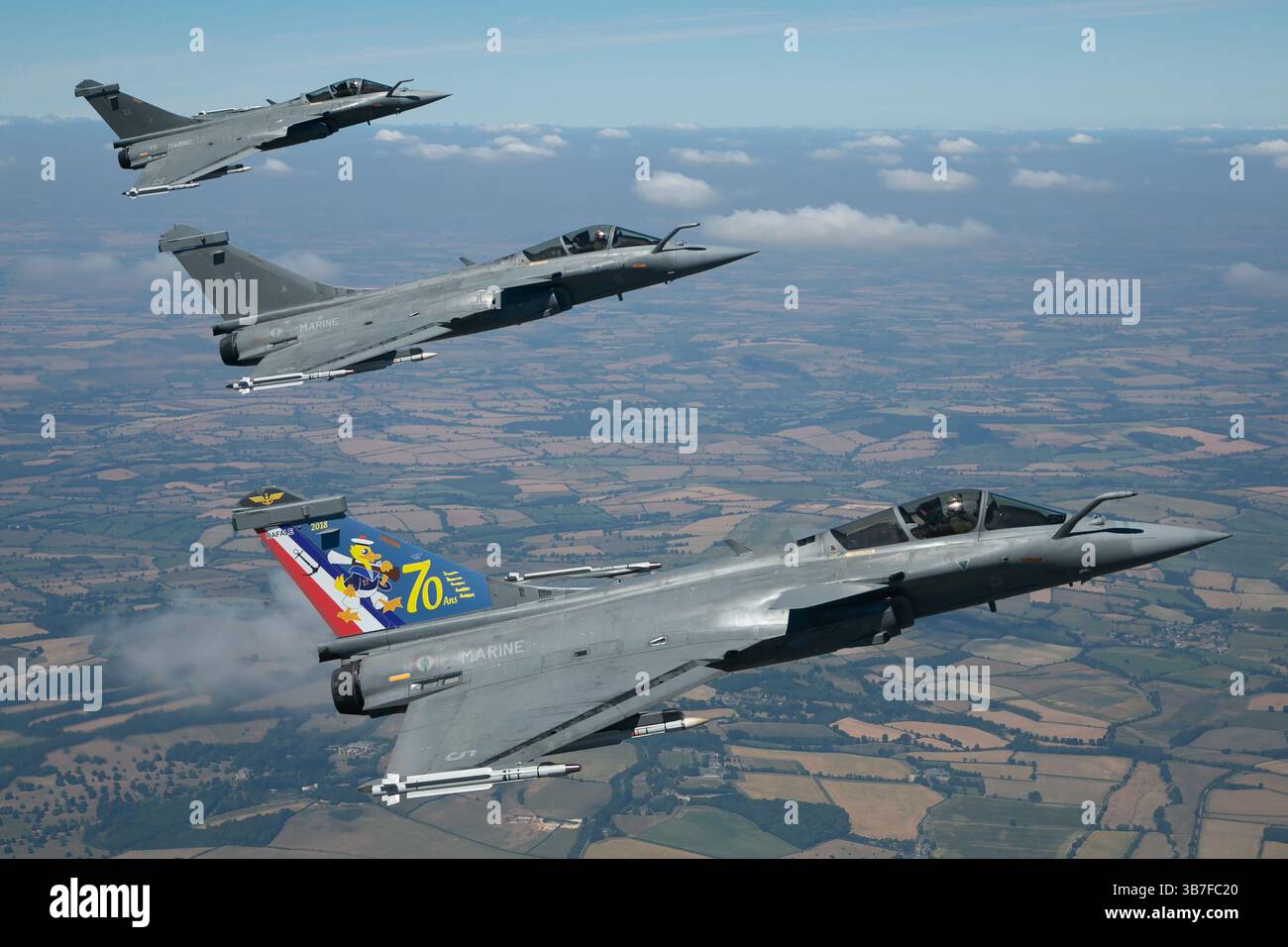 The French Navy's Dassault Rafale M aircraft, registered 5, 6, and 23 ...