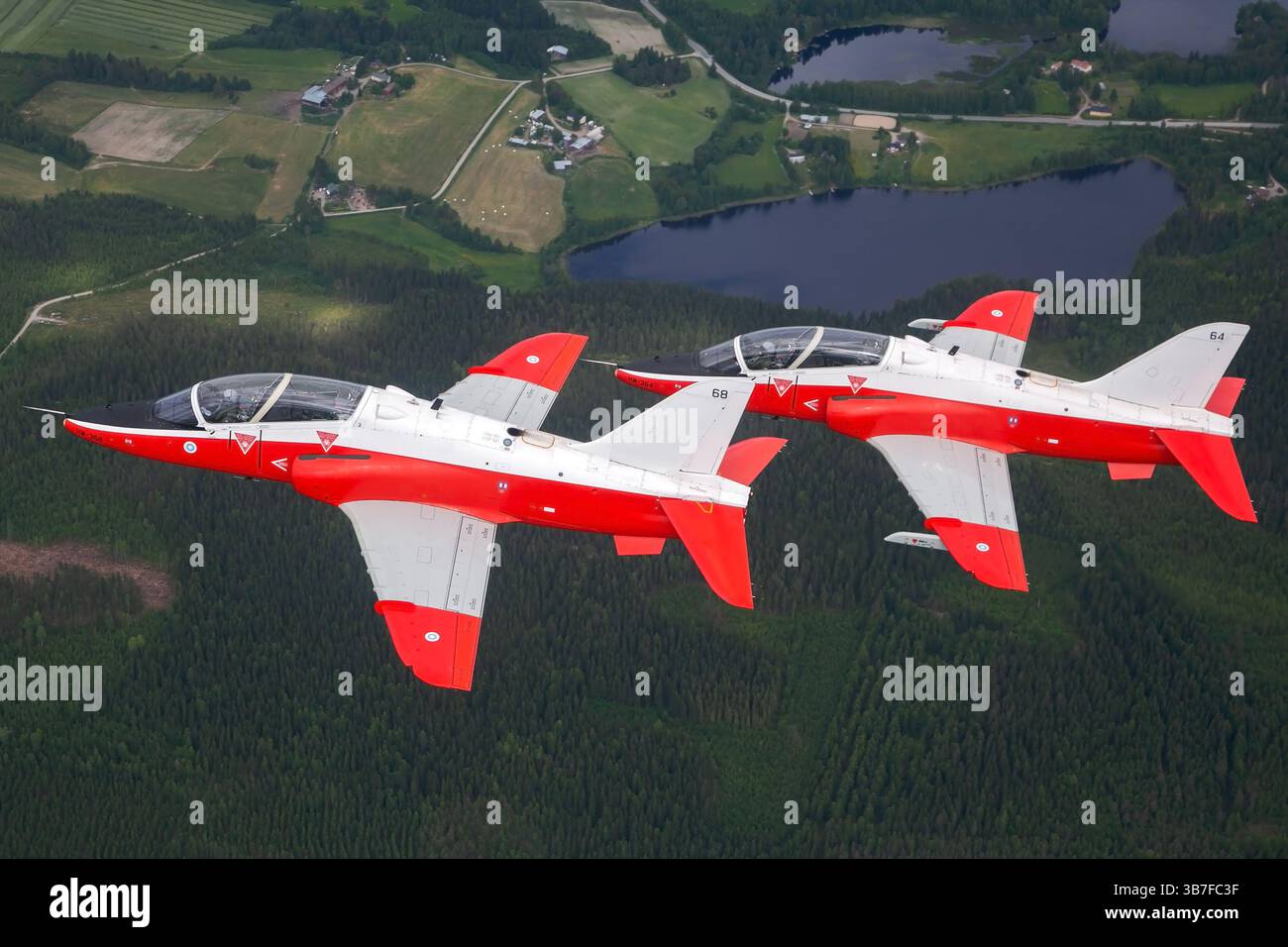 A formation of Finnish Air Force British Aerospace Hawk Mk.51A aircraft ...