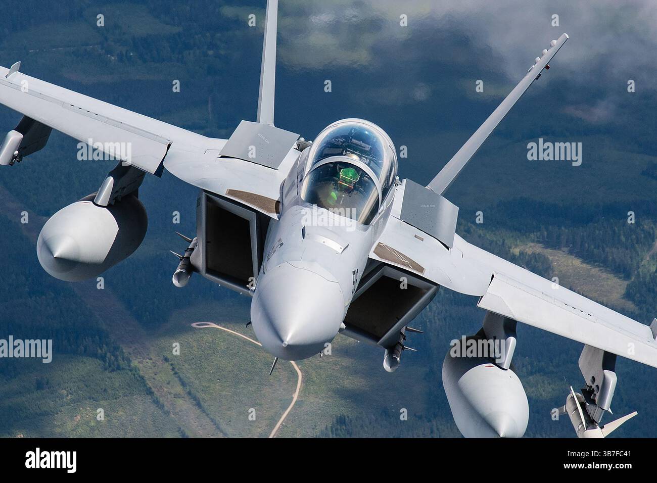 The U.S. Navy's Boeing EA-18G Growler, reg 516, is a carrier-based ...