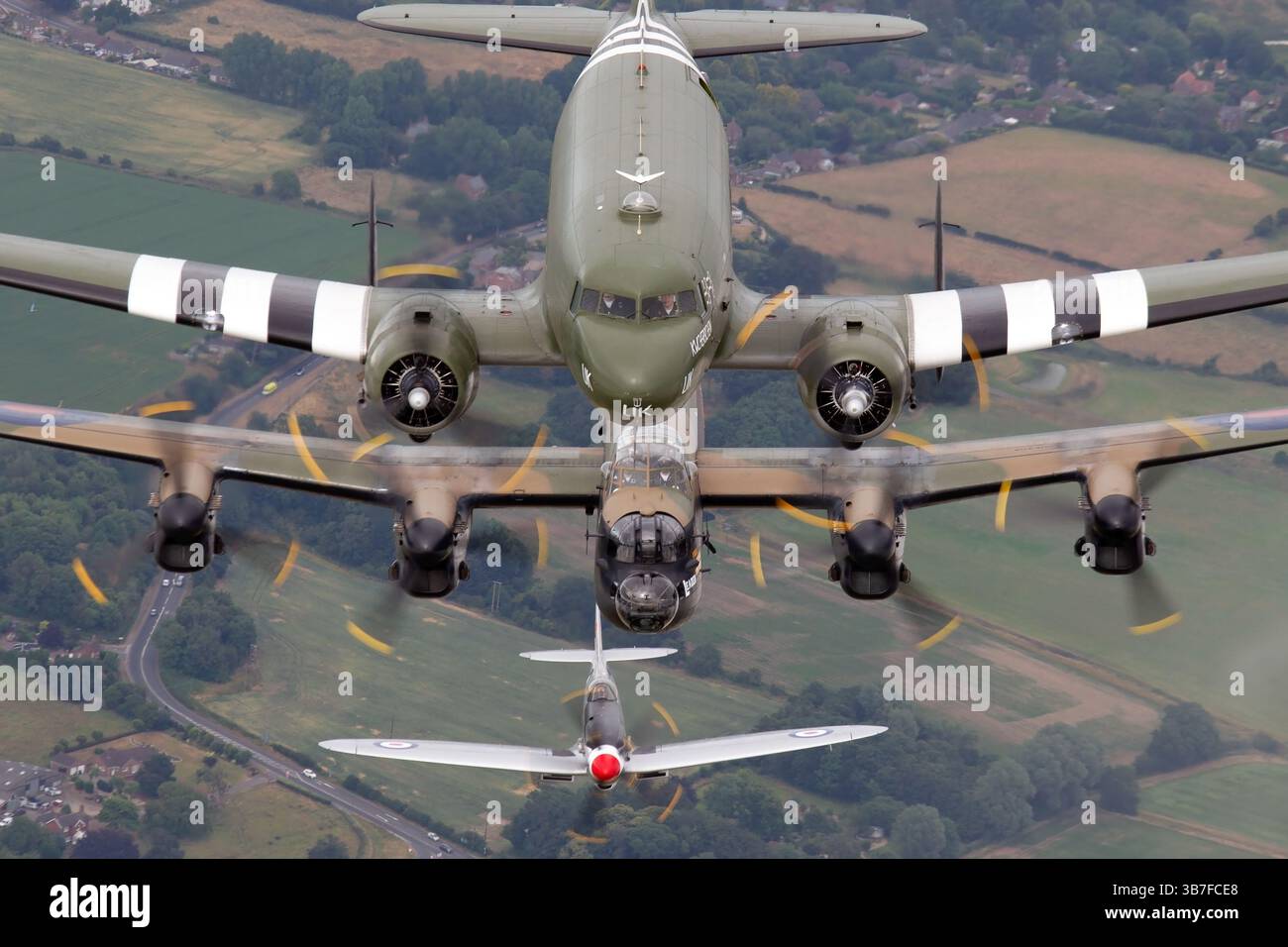 A Royal Air Force formation flight featuring a Hawker Hurricane MkIIC ...