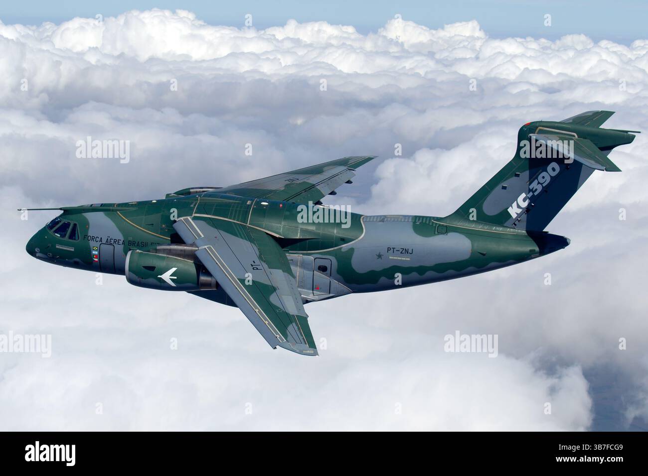 The Brazilian Air Force's Embraer KC-390 (EMB-390), Reg. PT-ZNJ, is a ...