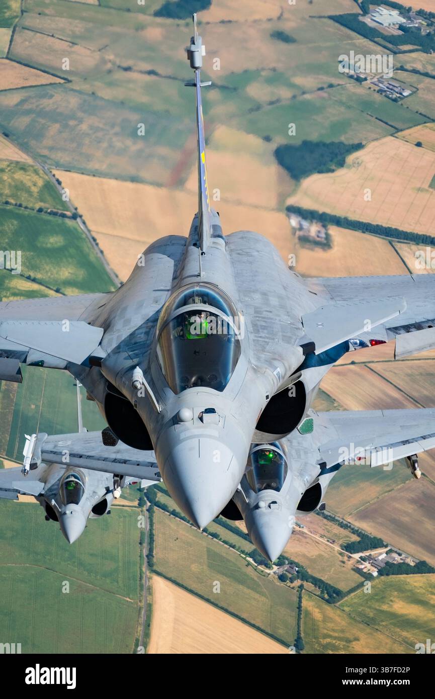 The French Navy’s Dassault Rafale M aircraft are seen here in formation ...