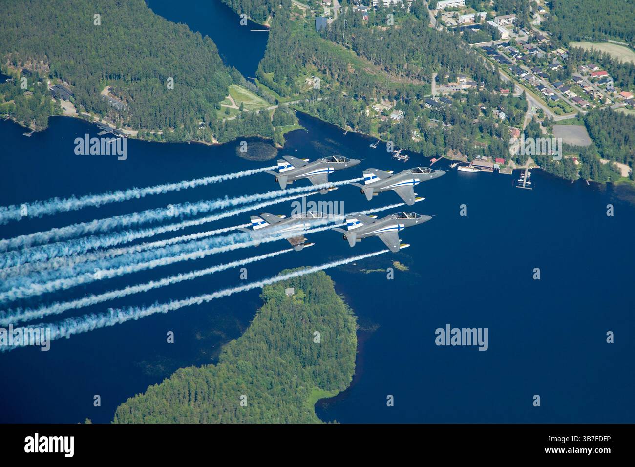 A formation of Finnish Air Force British Aerospace Hawk Mk.51A aircraft ...