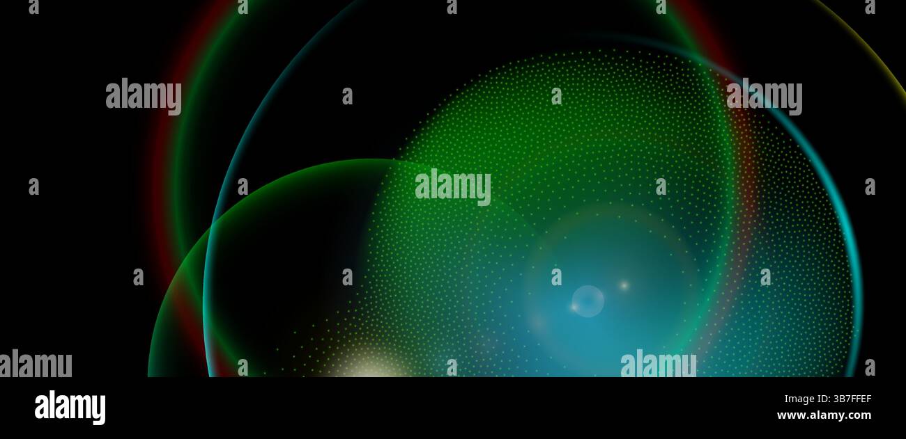 Abstract green blue and red light flare sphere glow effect. Light leaks ...