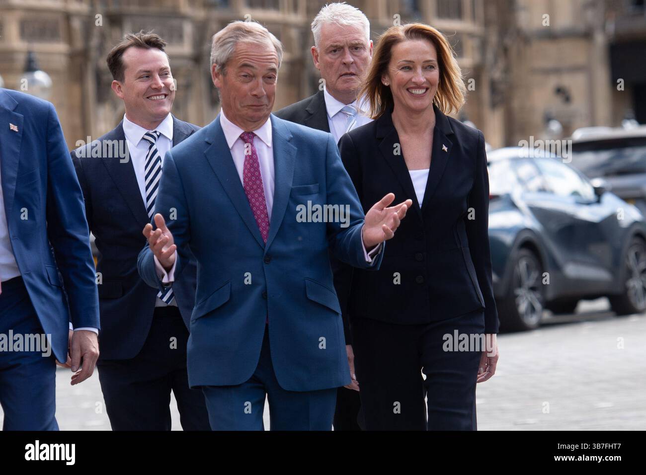 London, UK. 06 May 2025. (L-R) - Nigel Farage - Reform UK Leader, Sarah ...