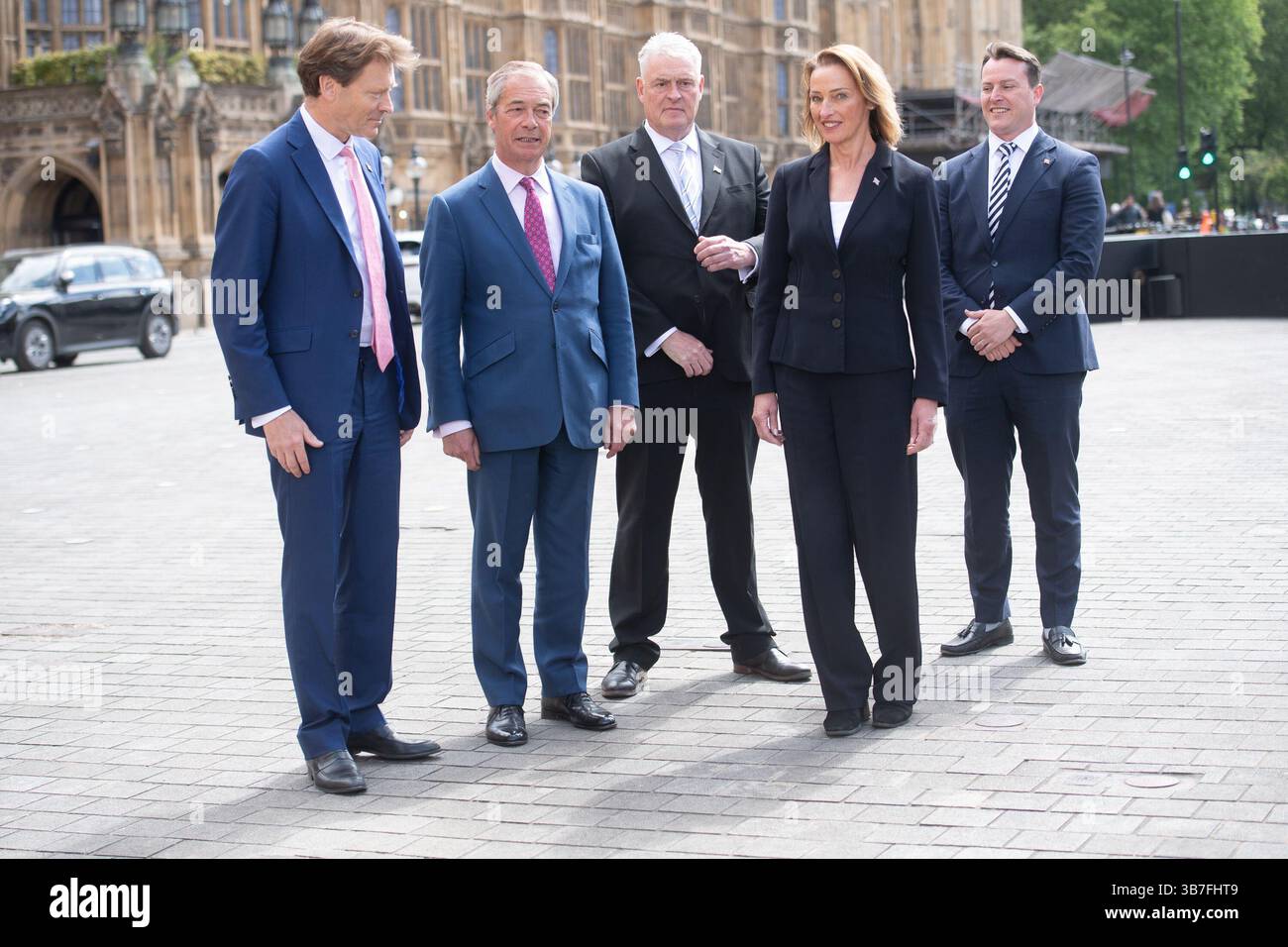 London, UK. 06 May 2025. (L-R) - Richard Tice - Reform UK Deputy Leader, Nigel Farage - Reform ...