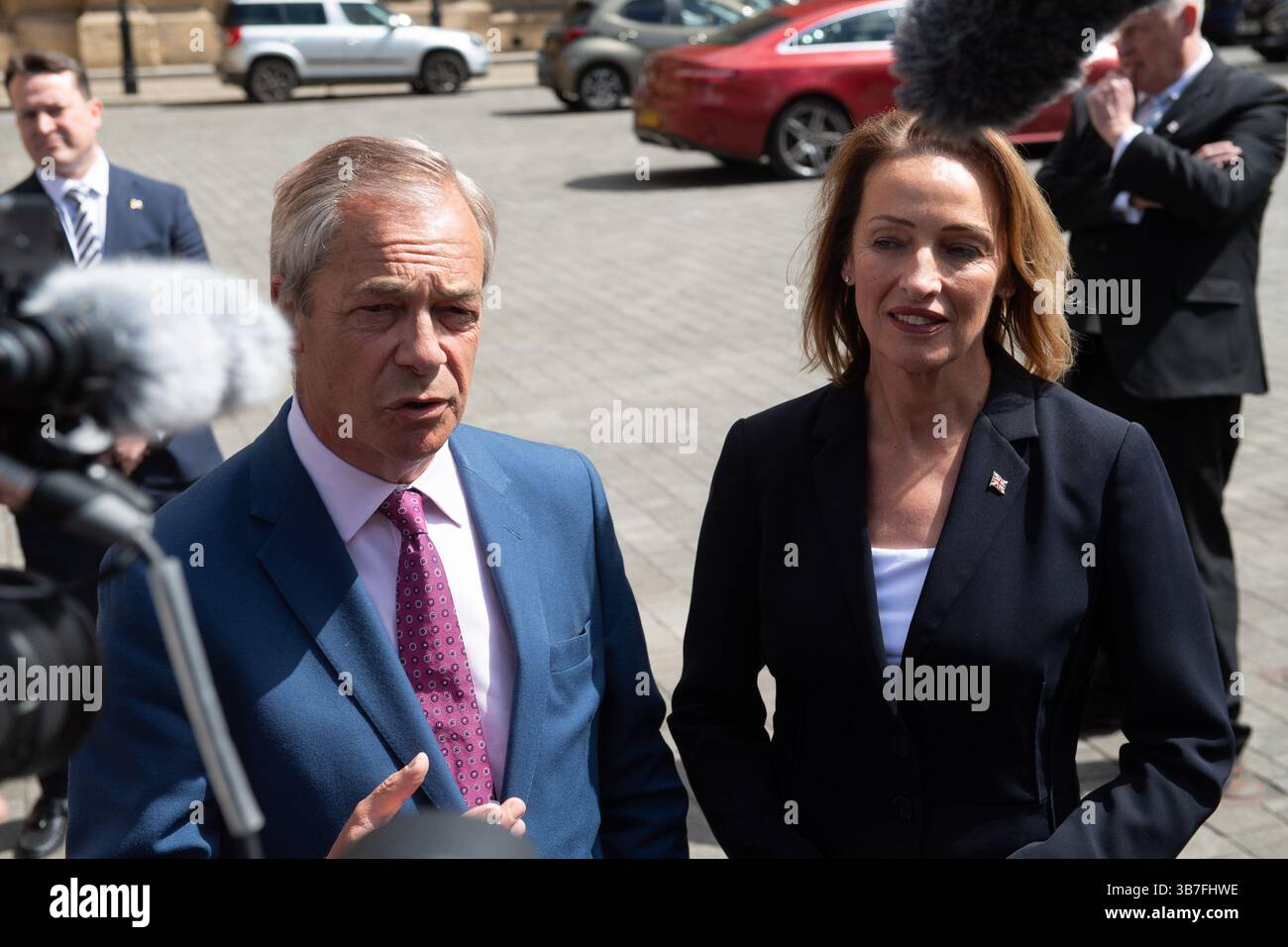 London, UK. 06 May 2025. Nigel Farage - Reform UK Leader and Sarah ...