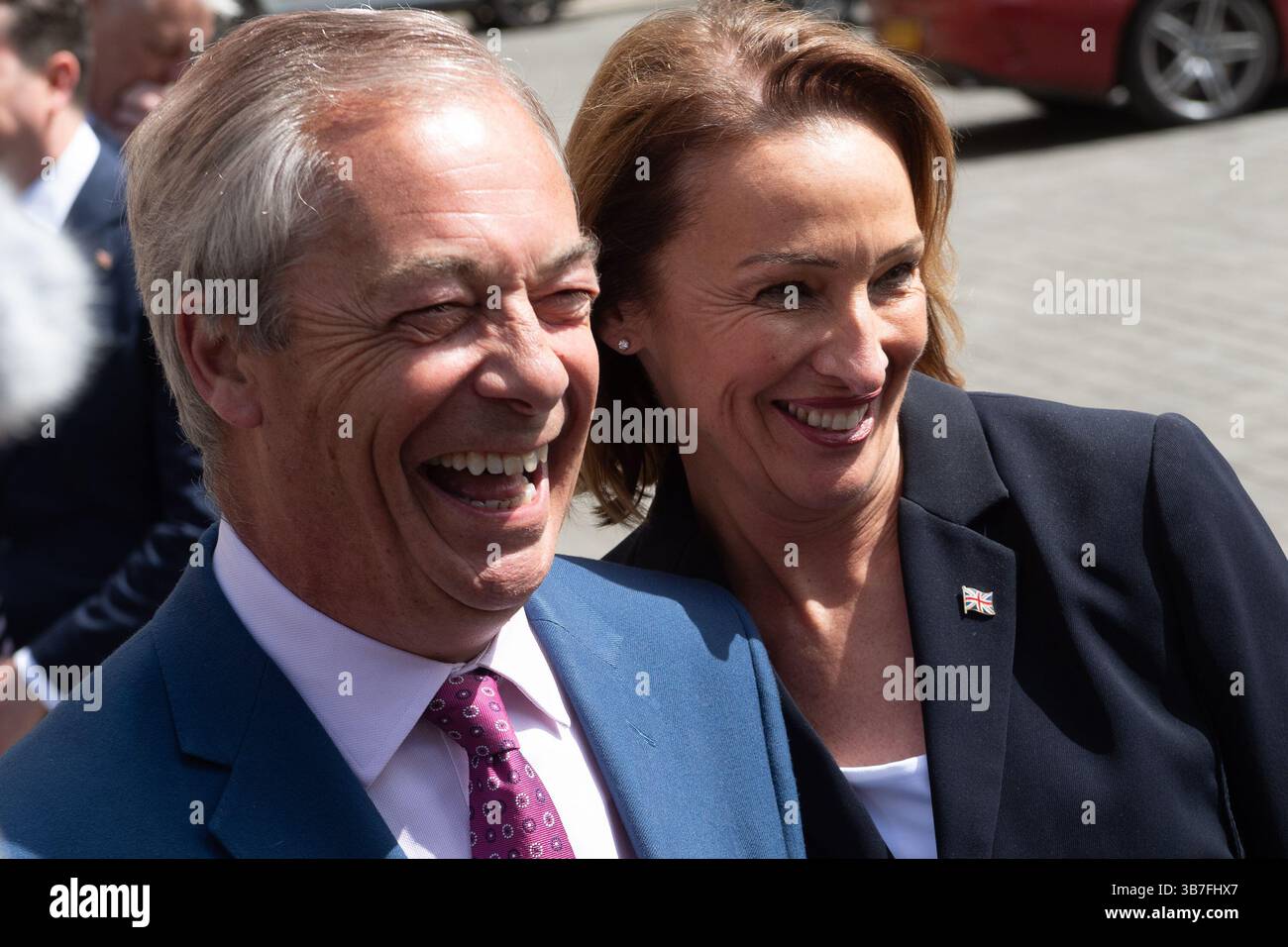 London, UK. 06 May 2025. Nigel Farage - Reform UK Leader and Sarah ...