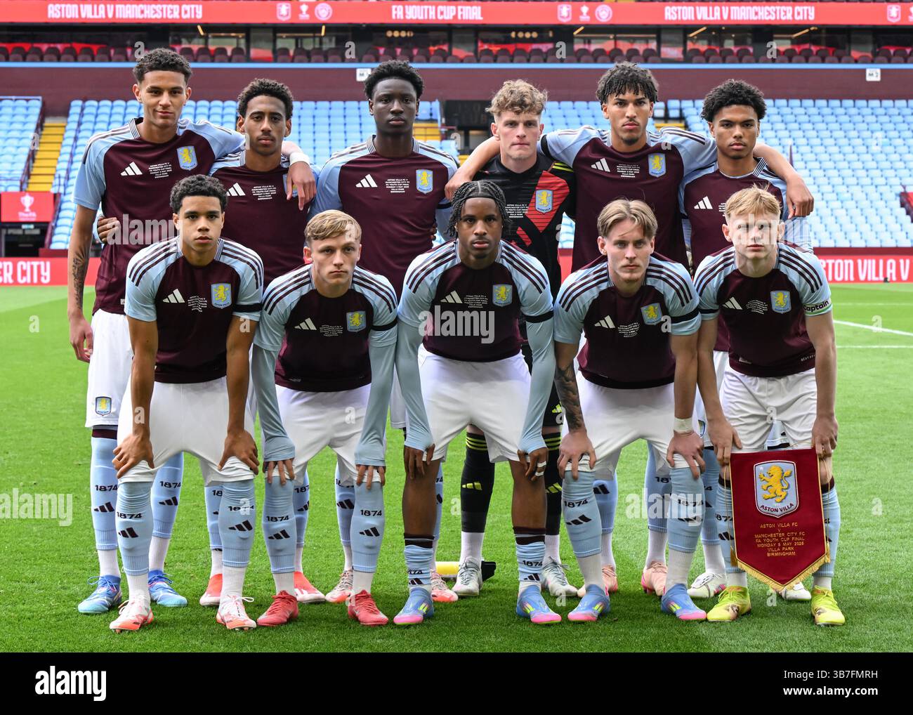 Birmingham, UK. 5th May, 2025. Aston Villa team back row: TJ Carroll ...