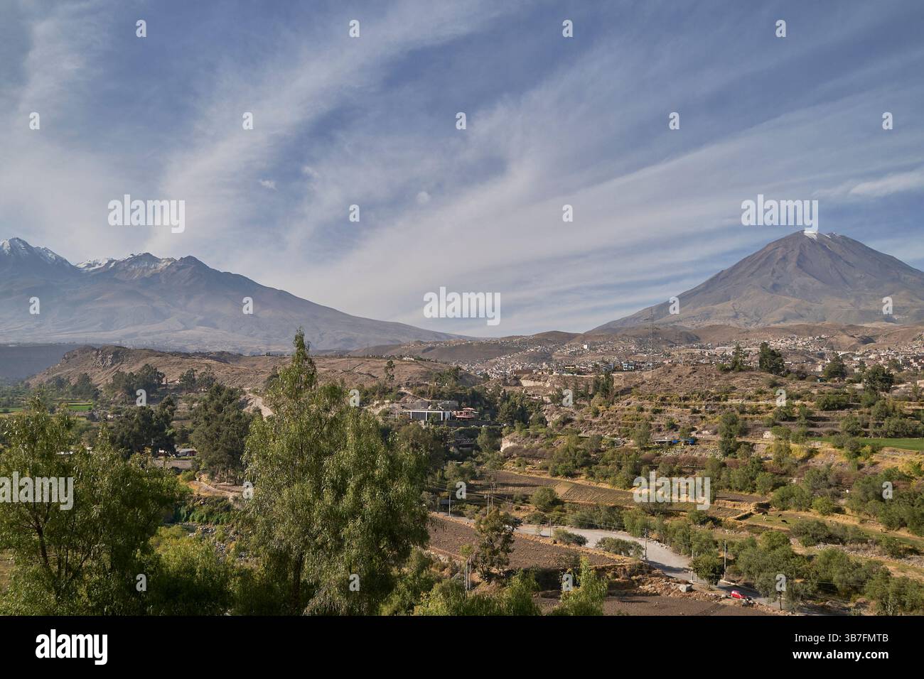 View of the Valley of the Volcanoes where the Chachani and Misti ...