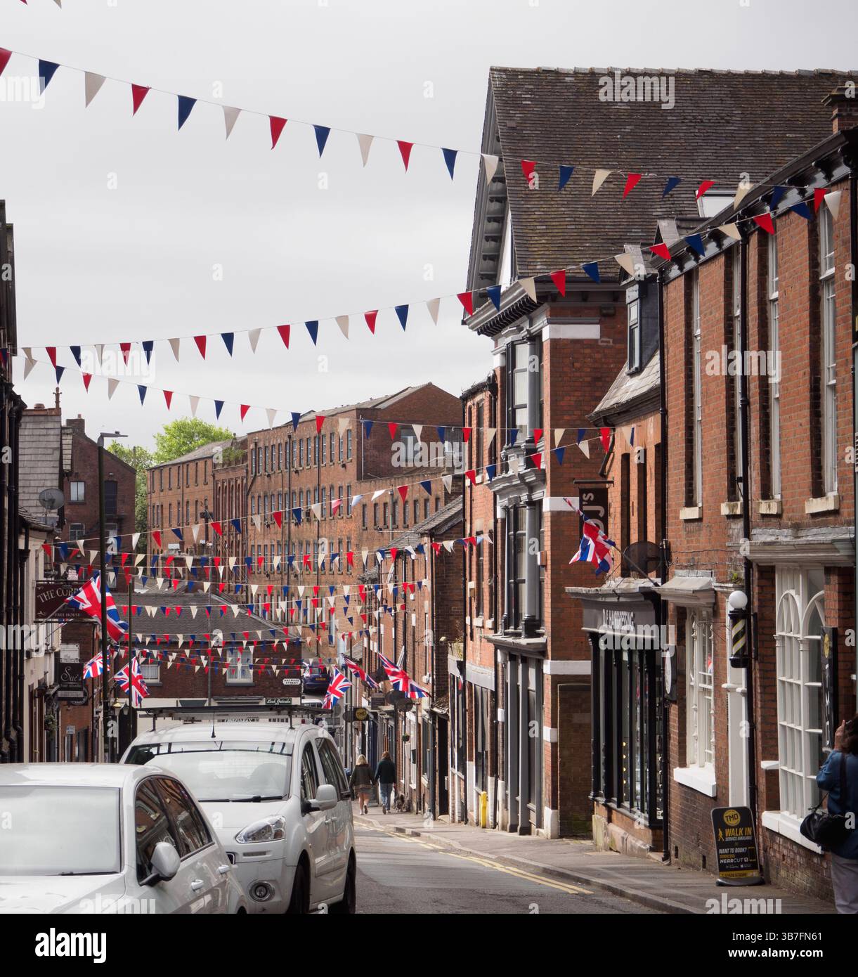 Russel Street Leek, VE day decorations Stock Photo - Alamy