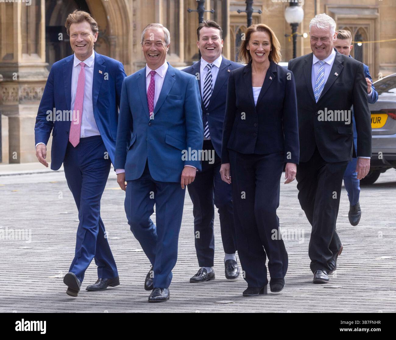 London, UK. 6th May, 2025. Reforms Five MPs, Richard Tice, Nigel Farage ...