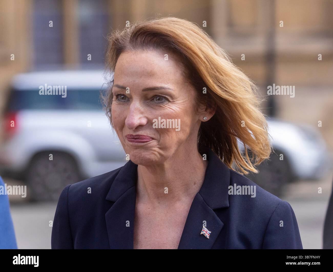 London, UK. 6th May, 2025. Sarah Pochin Nigel Farage has a photocall to ...