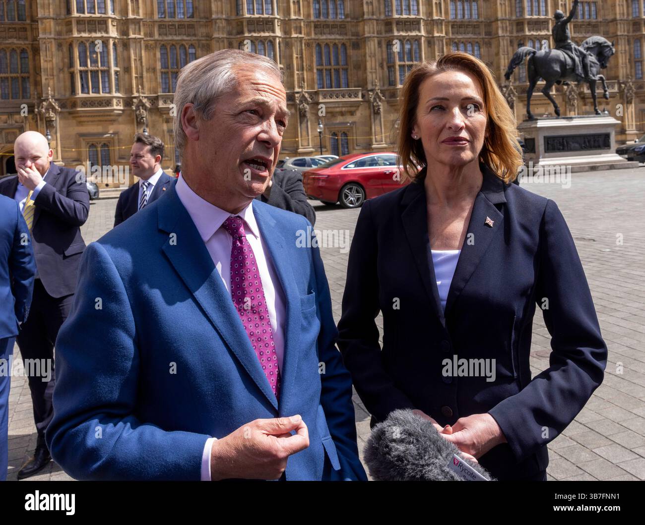 London, UK. 6th May, 2025. Nigel Farage and Sarah Pochin Nigel Farage ...