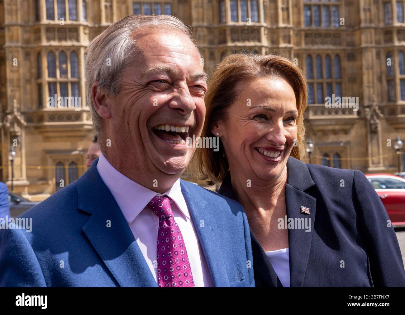 London, UK. 6th May, 2025. Nigel Farage and Sarah Pochin Nigel Farage ...