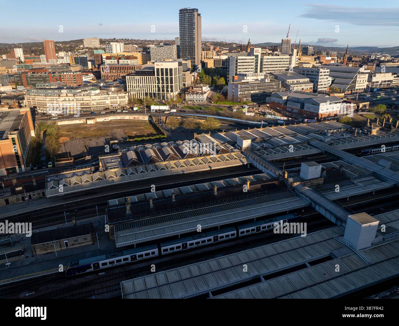Aerial image of Sheffield train station - UK Stock Photo - Alamy