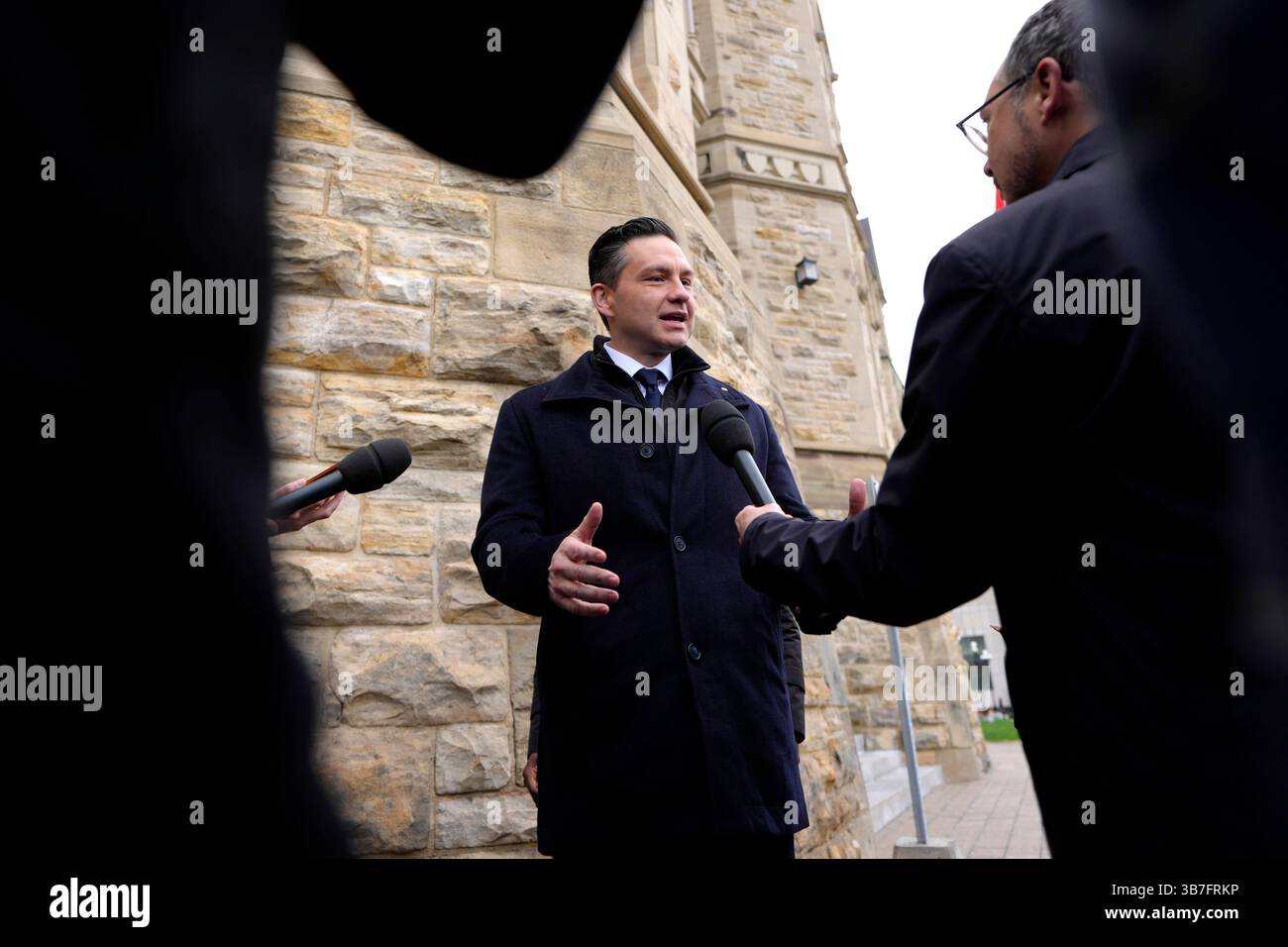 Conservative Leader Pierre Poilievre speaks to journalists as he ...