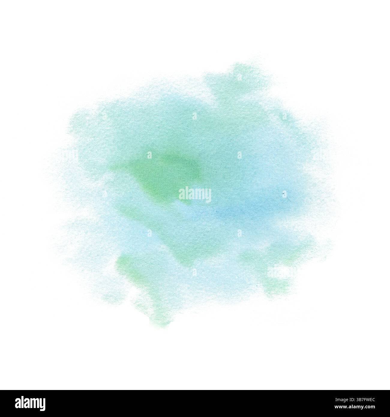 Blue mint abstract watercolor blurry spot template. Hand drawn light ...