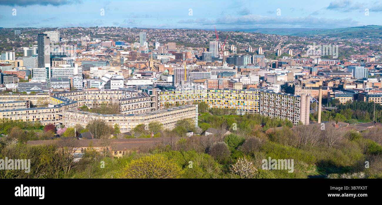 Panoramic aerial image of Sheffield Skyline from the vantage point of ...