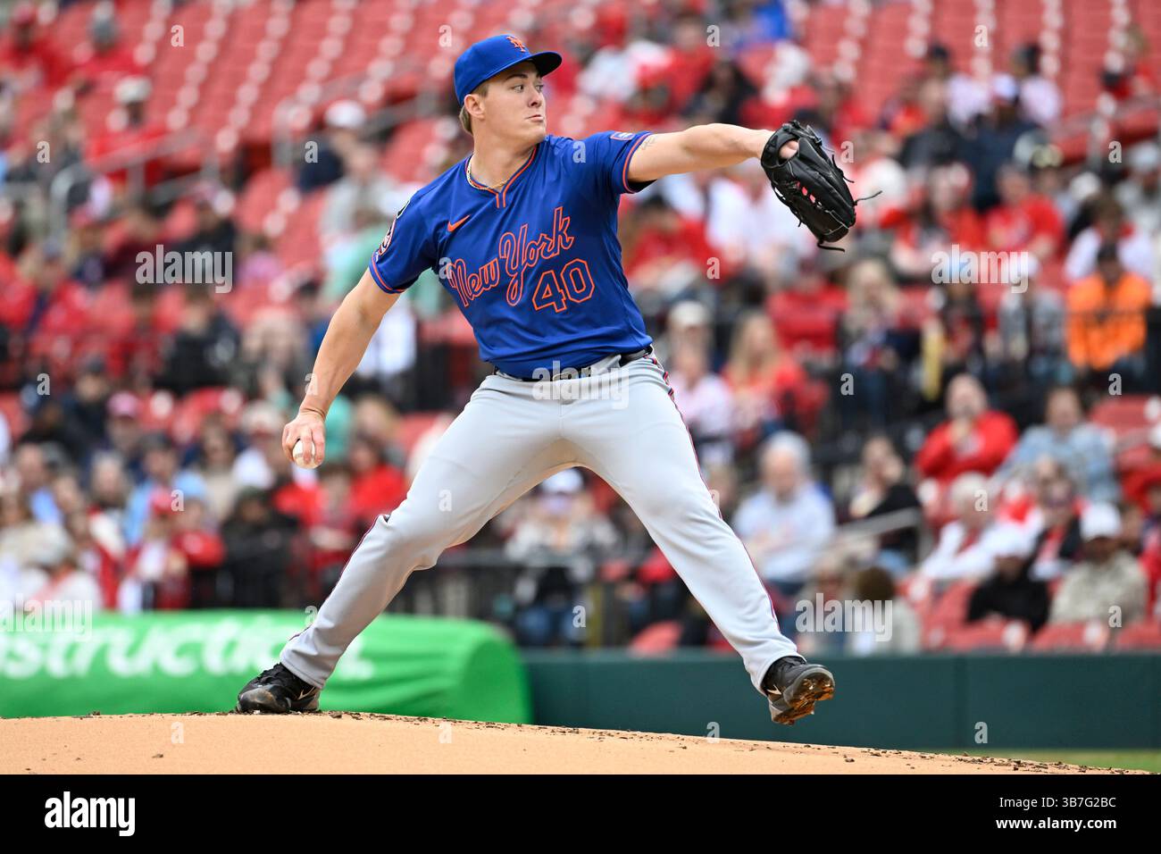 New York Mets starting pitcher Blade Tidwell throws in the first inning ...
