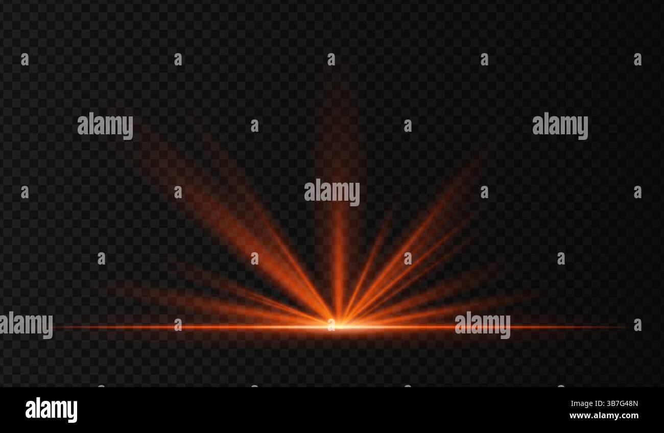 Orange radial spotlight with transparent rays on dark background ...