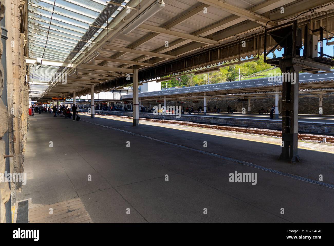 Image of Sheffield train station interior showing people waiting at the ...