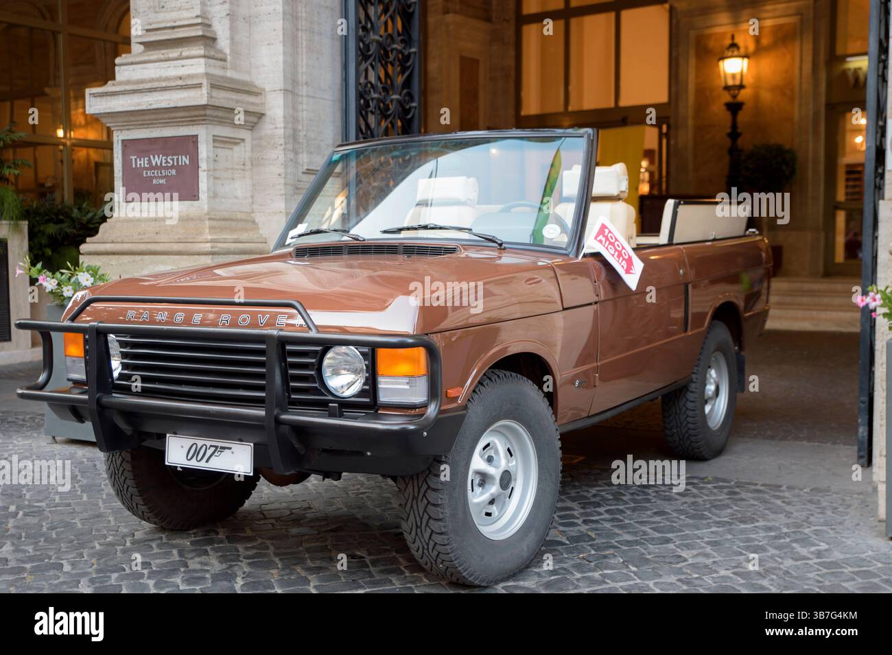 June 13, 2024, Rome, Italy: An old Range Rover convertible with the ...