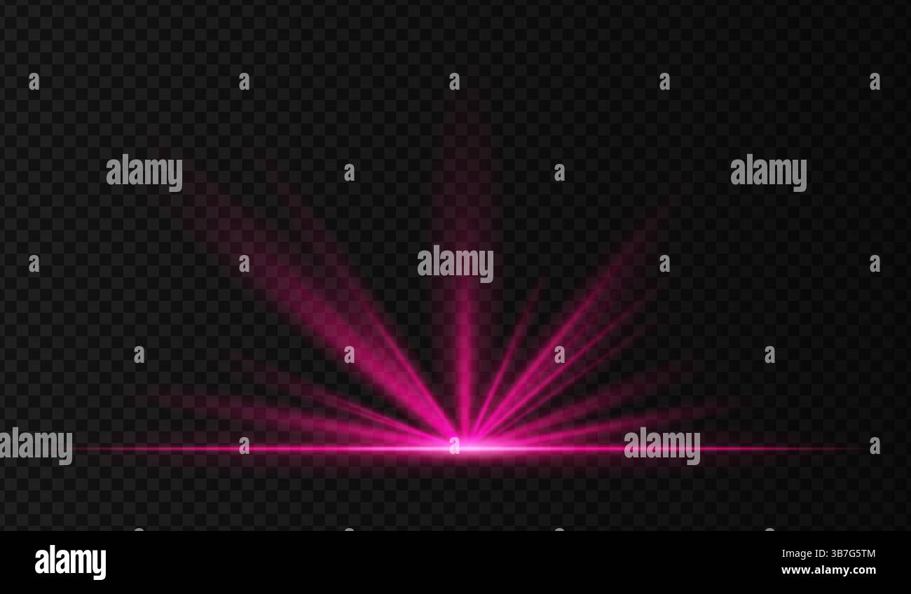 Pink spotlight burst with radiant beams and ground reflection ...