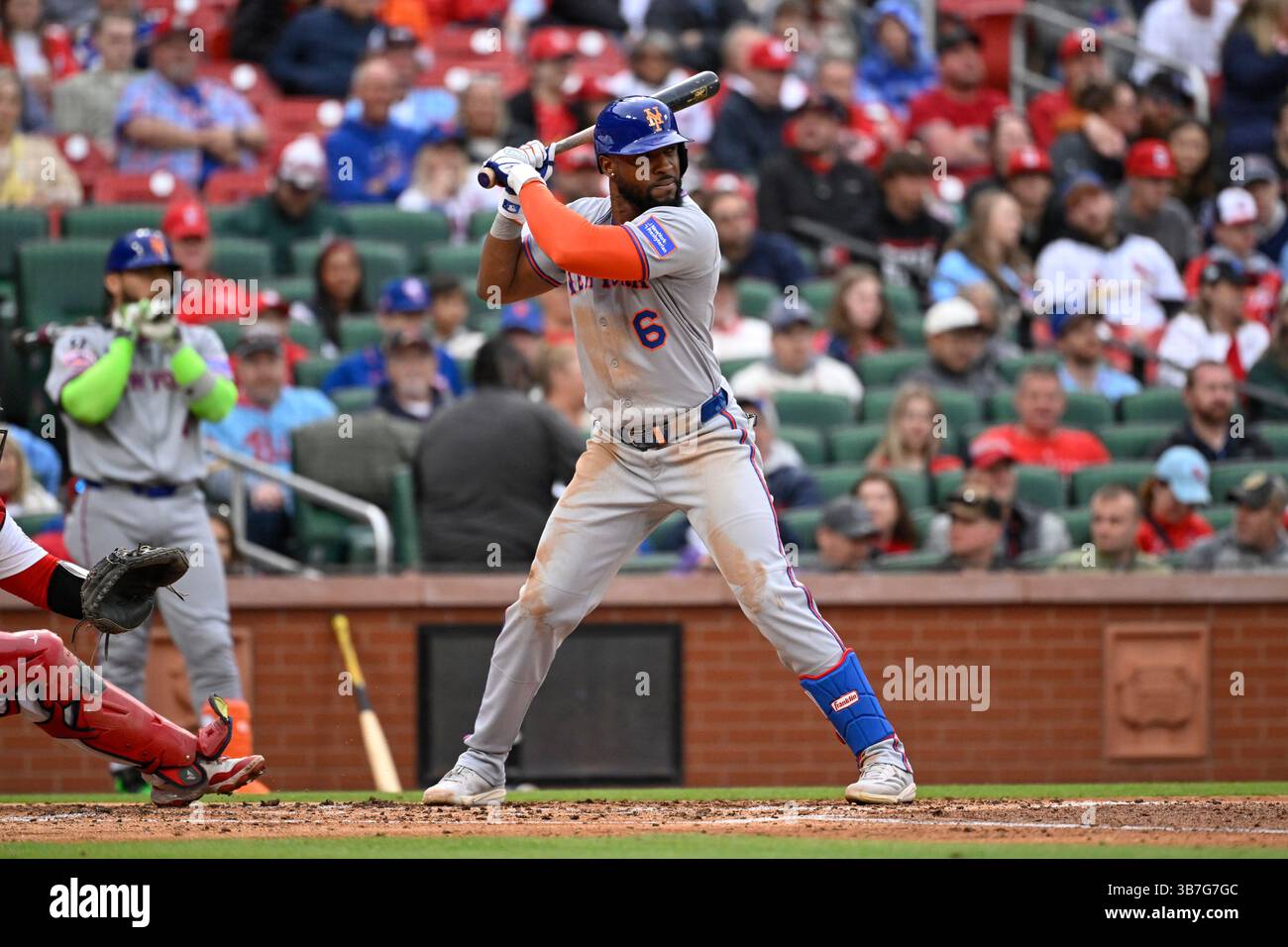 New York Mets' Starling Marte at bat in the third inning during the ...