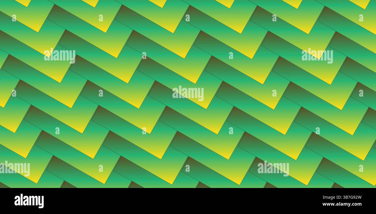 Modern green and yellow abstract chevron pattern with bold zigzag lines ...