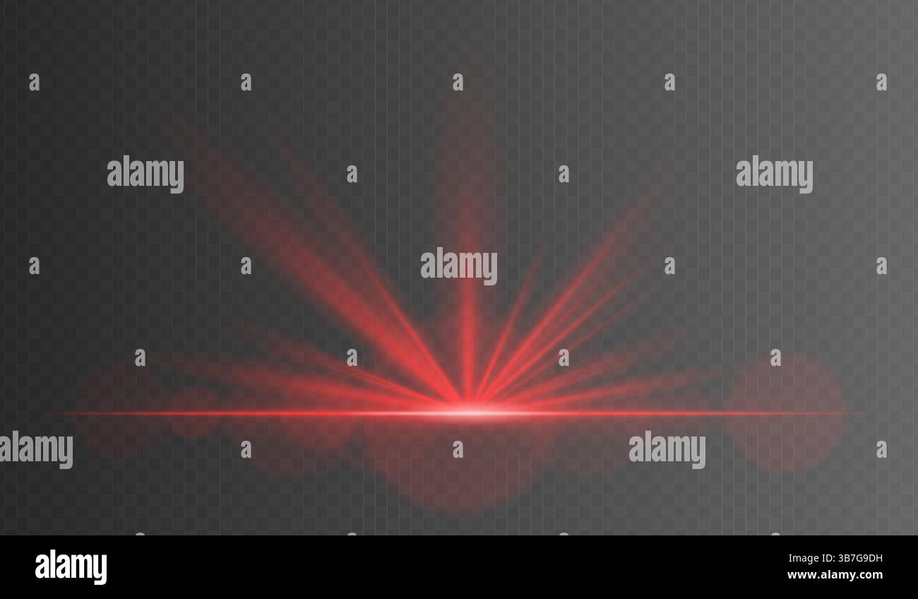 Warm red radial light burst with soft particles. Ground-level glow ...