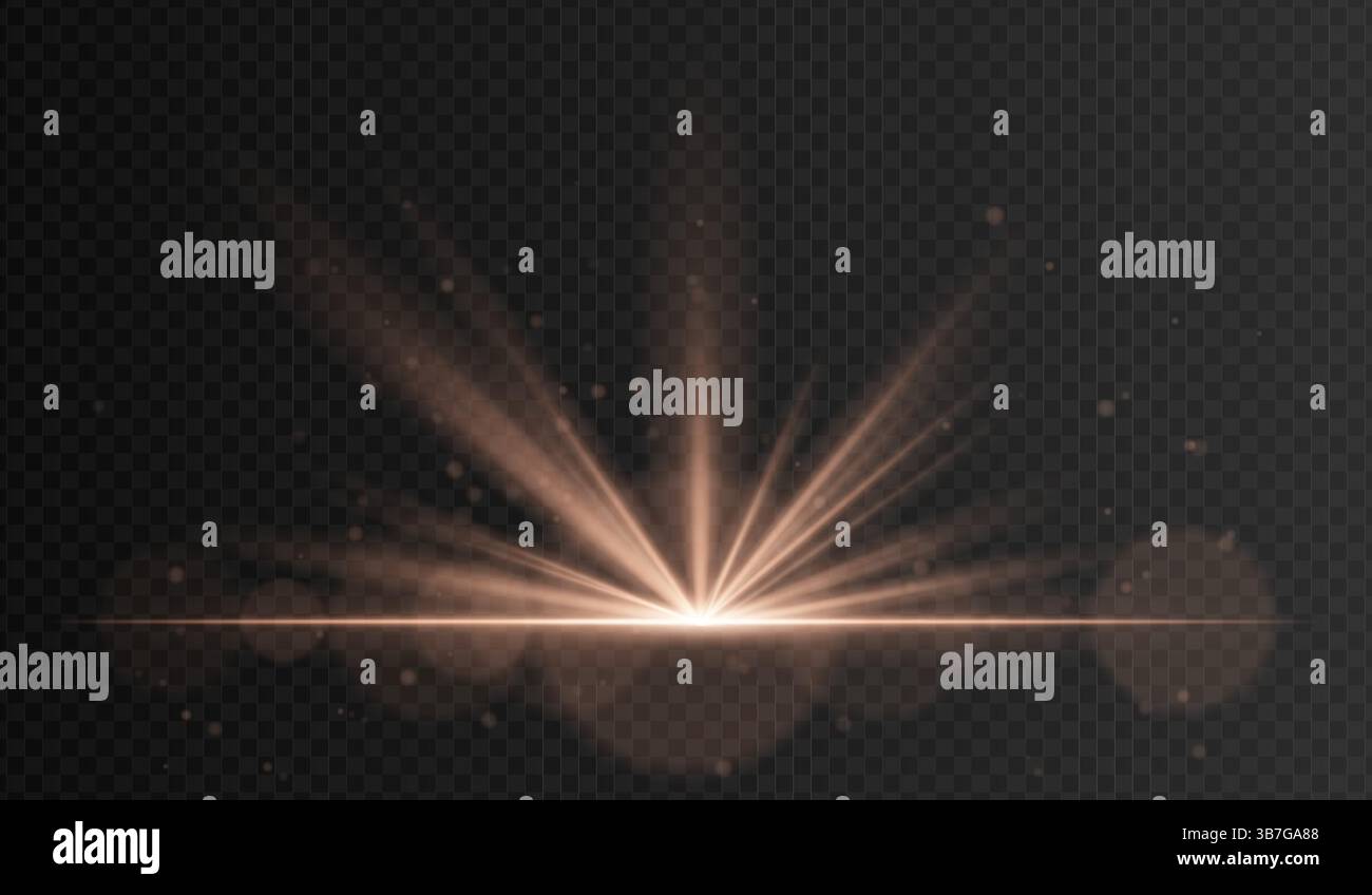 Orange radial spotlight with glowing rays and floating particles. Ideal ...