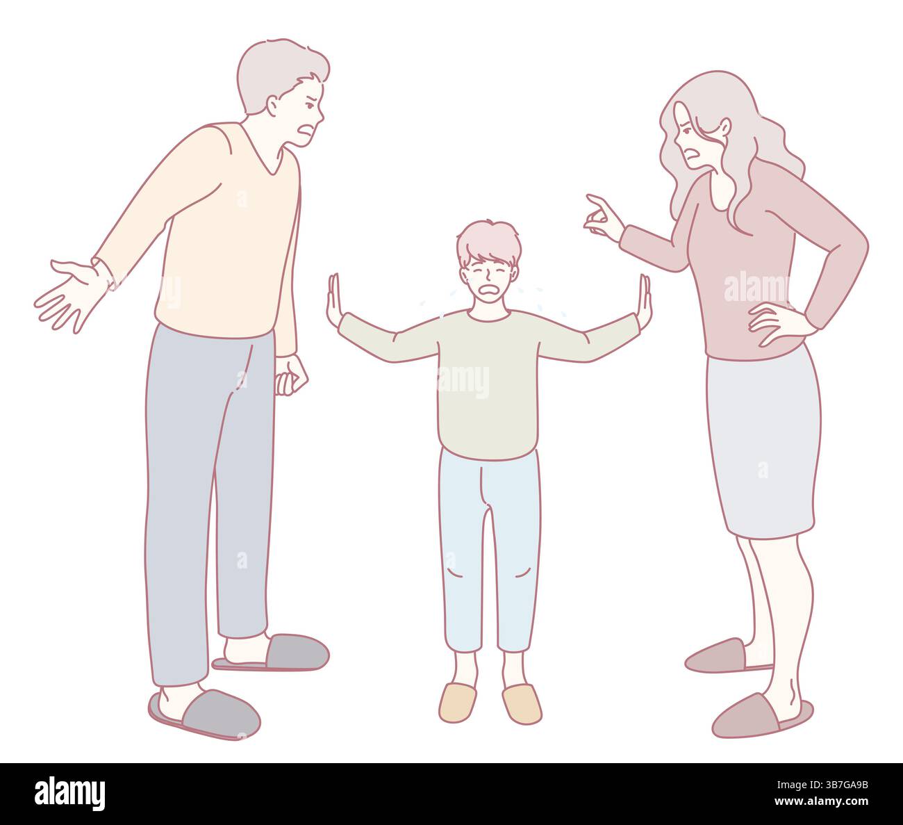 An illustration depicting a family conflict where parents and their ...